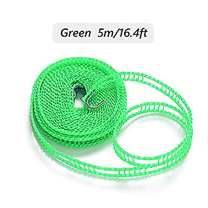 Madowl Clothesline Windproof Outdoor 5m/ 16.4ft, Portable Clothes Drying Rope Nylon Clothes Line String Outdoor, Windproof Clothesline for Camping Travel Hanger or Home Use