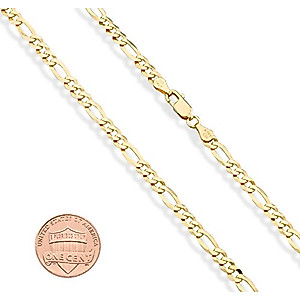Miabella Solid 18K Gold Over Sterling Silver Italian 5mm Diamond-Cut Figaro Chain Bracelet for Women Men, 925 Made in Italy (Length 7 Inches (Small))