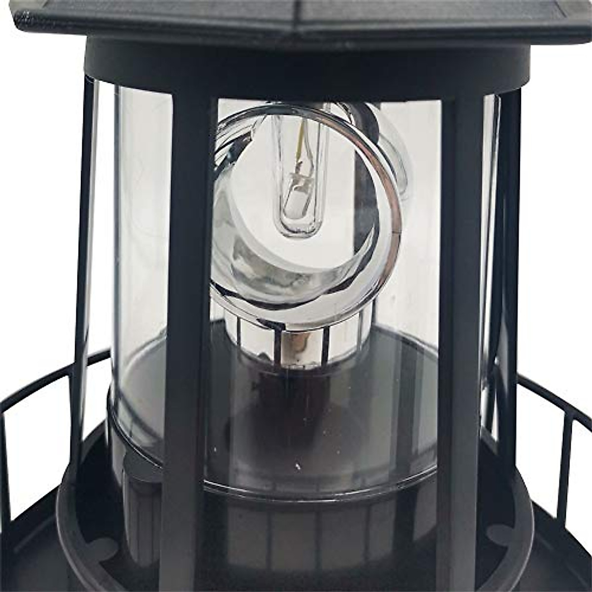 CALIDAKA LED Solar Powered Lighthouse,360 Degree Rotating Lamp Waterproof Statue Rotating Lights Solar Hanging Lamp Solar Garden Lights Lawn Lantern for Garden Yard Outdoor Decor