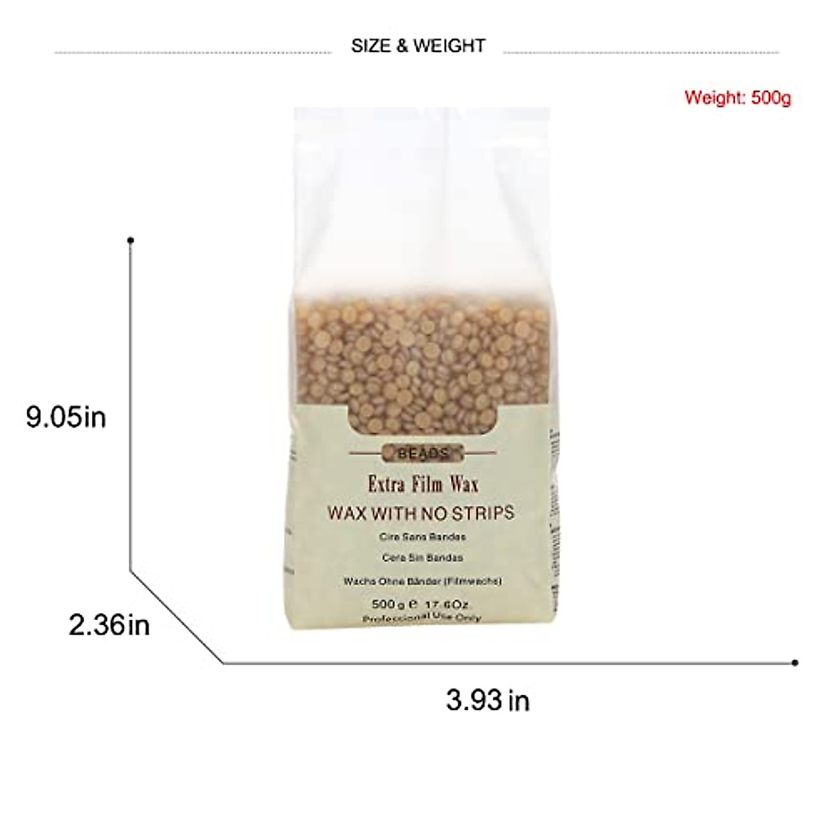 Bonjanvye Hard Wax Beans 500g Hair Removal Wax 17 oz Leg Wax-Glitter Gold