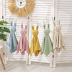 Hadetoto Baby Lovely Cotton Security Blanket Bunny Comforter Blanket Soft Knit Babies Lovies Toys for Newborn Boys Girls Gifts, Grey