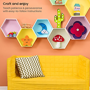 Arteza Kids Hand Sewing Kit, 5 Learn to Sew Plush Nature Crafts, 50 Pieces, Pre-Cut Felt Shapes, Plastic Needles, Plush Fill, Buttons, and Thread, Kids’ Craft Supplies with Instruction Guide