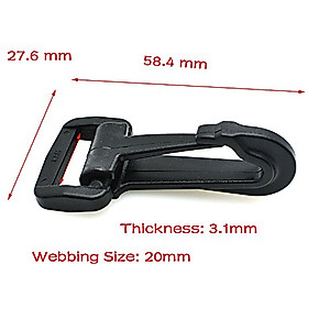 5pcs Plastic Snap Hooks Rocker Style Black (3/4"(20mm))