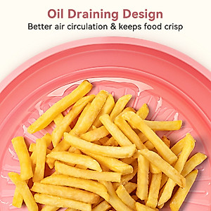 Homotte 2 Pack Air Fryer Silicone Liners Pot for 5 to 8 QT, Reusable AirFryer Silicone Basket Bowl, Replacement of Flammable Parchment Paper, Food Grade Baking Tray Oven Accessories, Pink+Grey (8.5in)