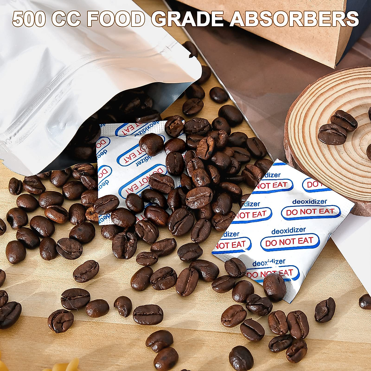 400cc Oxygen Absorbers for Food Storage - 100 Count (20x Packs of 5) - for Long Term Food Storage & Survival, Mylar Bags, Canning, Harvest Right Freeze Dryer, Dehydrated, and Preserved Foods