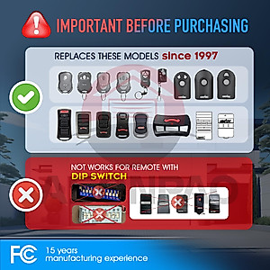 2 X GIT-1 ACSCTG Type1 ACSCTO Type 1 Intellicode Genie&Overhead Door Garage Door Opener Remote Replacement, 390MHZ (2Pack) 3-Year-Warranty