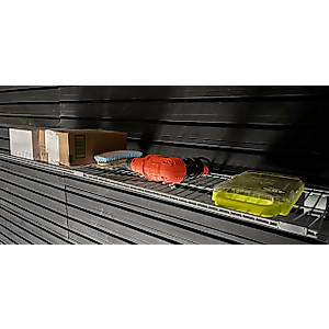 MIDO BROS. Slatwall Wire Metal Shelf Heavy Duty Adjustable Steel Slat Wall Mount Shelves for Garage Storage & Retail Display (24" x 12") Pack of 2 (Black)