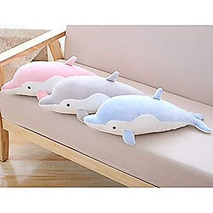 COSGOO Soft Dolphin Plush Hugging Pillow Cute Dolphin Stuffed Animal Plushies Dolphin Doll Toy Kids Stuffy Animie Dolphin Plush Toys for Birthday, Valentine, Christmas... (Blue)…