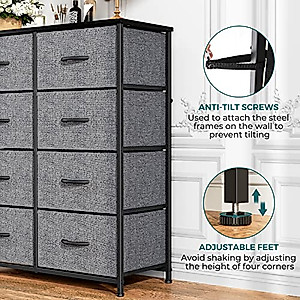 SMUG Dresser, Drawers Dresser for Bedroom Cabinet Organizers Wood Top Table Furniture with 8 Fabric Storage Drawers Chest Tower Unit, Chest of Drawers for Closet, Living Room, Hallway, Porch
