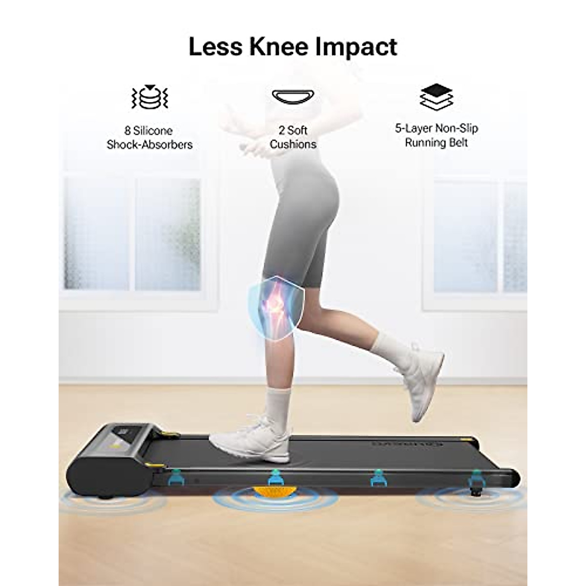 UREVO Under Desk Treadmill, Walking Pad for Home/Office, Portable Walking Treadmill 2.25HP, Walking Jogging Machine with 265 lbs Weight Capacity Remote Control LED Display Black
