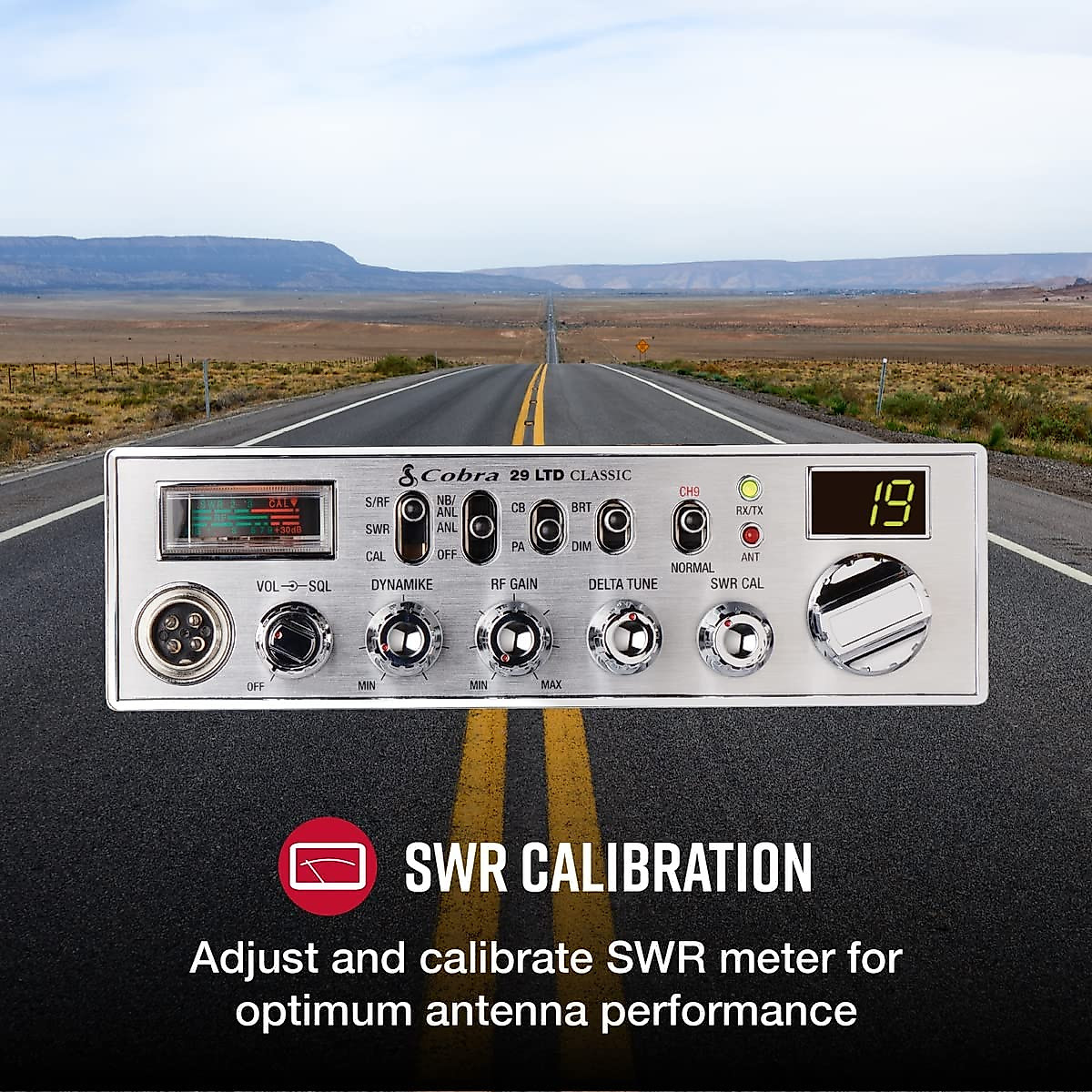 Cobra 29 LTD Professional CB Radio - Easy to Operate Emergency Radio, Instant Channel 9, 4-Watt Output, Full 40 Channels, Adjustable Receiver and SWR Calibration, Black
