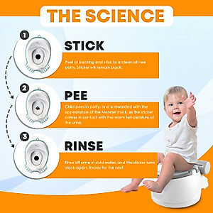 Potty Training Seat Magic Sticker |Monster Truck Toddler Potty Training Toilet Color Changing Sticker | 5Pack Toilet Targets with Free Potty ebook | Use with or Without Potty Chart or Potty Watch