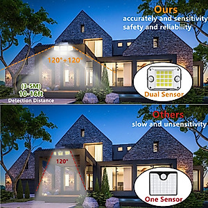 Solar Light for Outside,Solar Security PIR Motion Lights Outdoor Bright Flood Wall 270°Spotlights 2400mAh & Wireless Dual Sensor, Waterproof Lighting for Garden Yard Patio(2Pack Integrated)