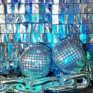 Silver Backdrop Disco Party Decorations Metallic Square Foil Fringe Curtain Photo Booth Props for Birthday Graduation Bachelorette Wedding Engagement Baby Shower Party Decorations -2 Packs (3.3x6.6Ft)
