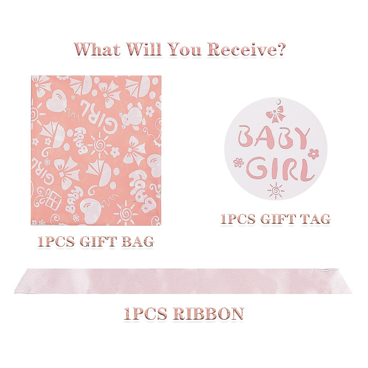 Jaywayang Extra Large Plastic Gift Bag, Jumbo Baby Girl Gift Bag with Ribbon and Tag for Birthday, Baby Shower Giant Gifts Wrapping (60" Pink)