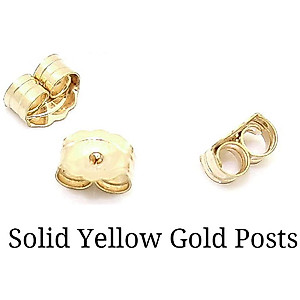 FANCIME Mothers Day Gifts 14K Solid Yellow Gold 0.08cttw Diamond Small Tiny Minimalist Flower Post Earrings Fine Jewelry for Women