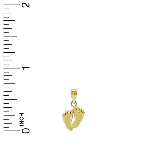 Gold Baby Feet Charm Pendant - 10 Karat Gold - Newborn Gift - Baby Feet Jewelry (Style 1)
