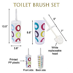 Bathroom Accessory Set 2-Pieces Plastic Wastebasket & Toilet Brush Holder (Pop)