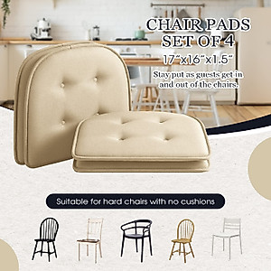 Basic Beyond Chair Cushions for Dining Chairs 6 Pack, Memory Foam Chair Cushion with Non Slip Backing, 17x16 inches Kitchen Chair Pads(Scuba Green)