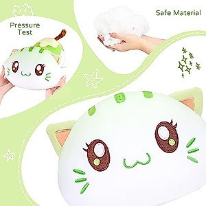 AIXINI Cute Avocado Cat Plush Pillow 13.7" Kitten Stuffed Animal, Soft Kawaii Cat Plushie Gift for Kids
