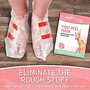 Soft Touch Foot Peel Mask - Pack of 2 Feet Peeling Masks for Dry, Cracked Heels & Calluses - Exfoliating Foot Mask Peel for Baby Soft Skin (Original)