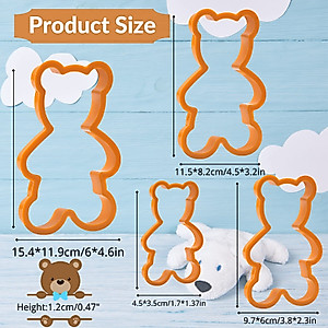 Teddy Bear Cookie Cutter Set - 4 Pieces Teddy Bears Plastic Biscuit Cutter for Kitchen Baking