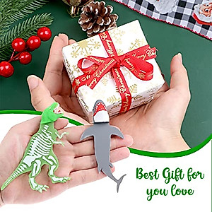 TBoxBo 4 Pack Luminous Dinosaur Bookmark 3D Cartoon Animal Bookmark Giant Shark Bookmark Funny Animals Reading Bookmark Cool 3D Bookmarks for Kids Boys Girls Men Women School Supplies