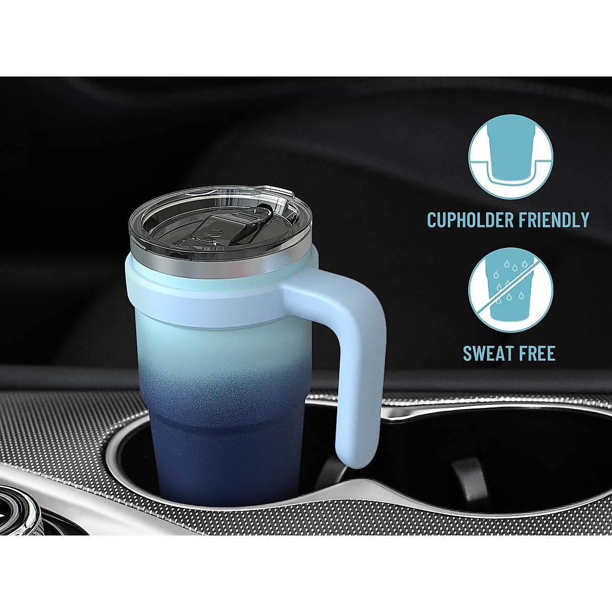 Zukro 20 oz Insulated Tumbler With Handle, Ceramic Interior Coating, No Metallic Aftertaste, Vacuum Stainless Steel Travel Coffee Cup with Lid and Straw, Keep Drinks Hot & Cold For Pure Taste