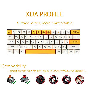 PBT Keycaps 140 Keys XDA Profile Keycaps Dye-Sublimation Japanese Honey Milk Keycap，ANSI Layout Keycap Suitable for Mechanical Gaming Keyboard Gateron Kailh Cherry MX Switches (Keycaps only)
