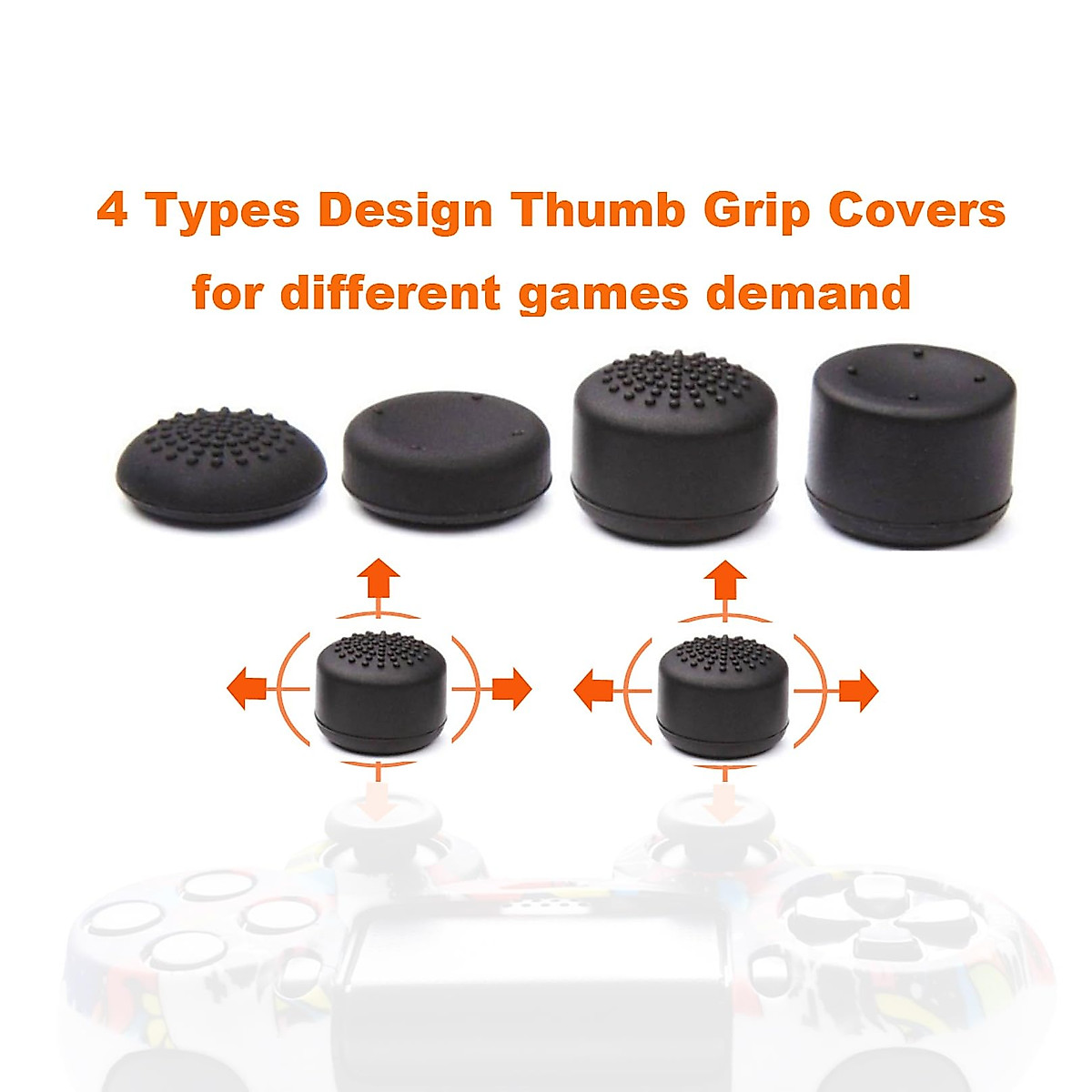 Grips for PS5 Controller Skin,Pandaren Texture Pattern Cover for Sony Controller Sweat-Proof Anti-Slip Silicone Cover Hand Grip with 8pcs FPS Pro Thumbsticks Cap Protector(Black)