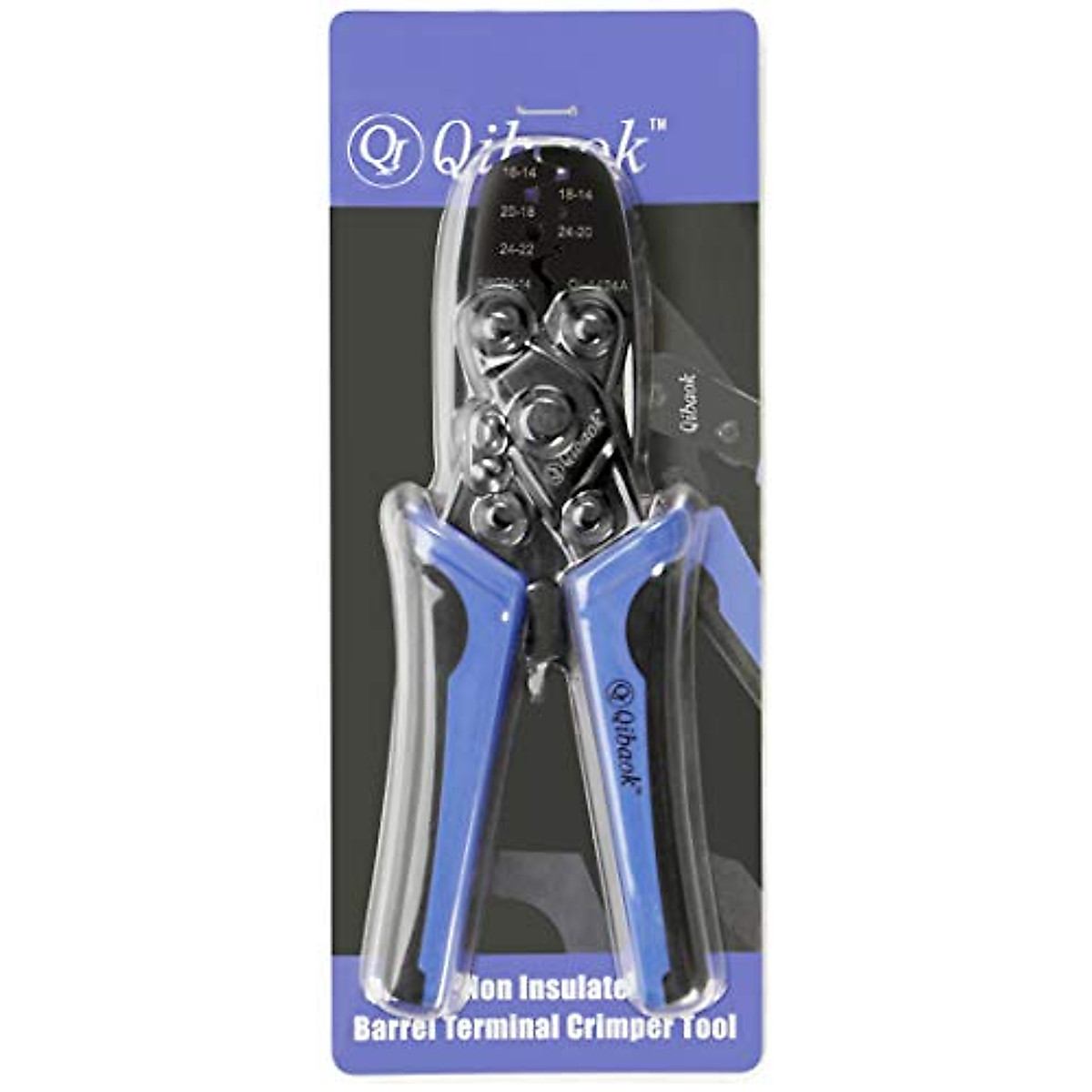 Qibaok Open Barrel Terminal Crimper Plier Tool for Molex Style DELPHI AMP TYCO Crimping Terminals 24-14 AWG