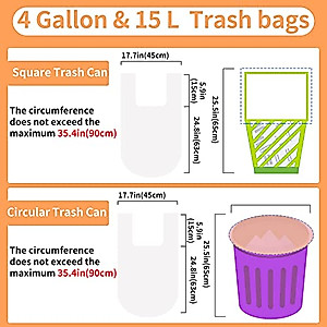 4 Gallon Trash Bags 270 Counts Handle Garbage Bags Trash Can liners Bathroom, Bedroom, Office, Car, Home Waste Bin Plastic Trash Can Liners