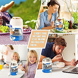 CUPADA Police Cats Funny Food Jar, 3d Cute Kitten Insulated Hot Food Jars Vacuum 17OZ with Folding Spoon for Work Trip Picnic Camping