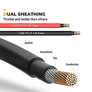 BougeRV 8 Feet 10AWG Solar Extension Cable, Controller to Battery Cable