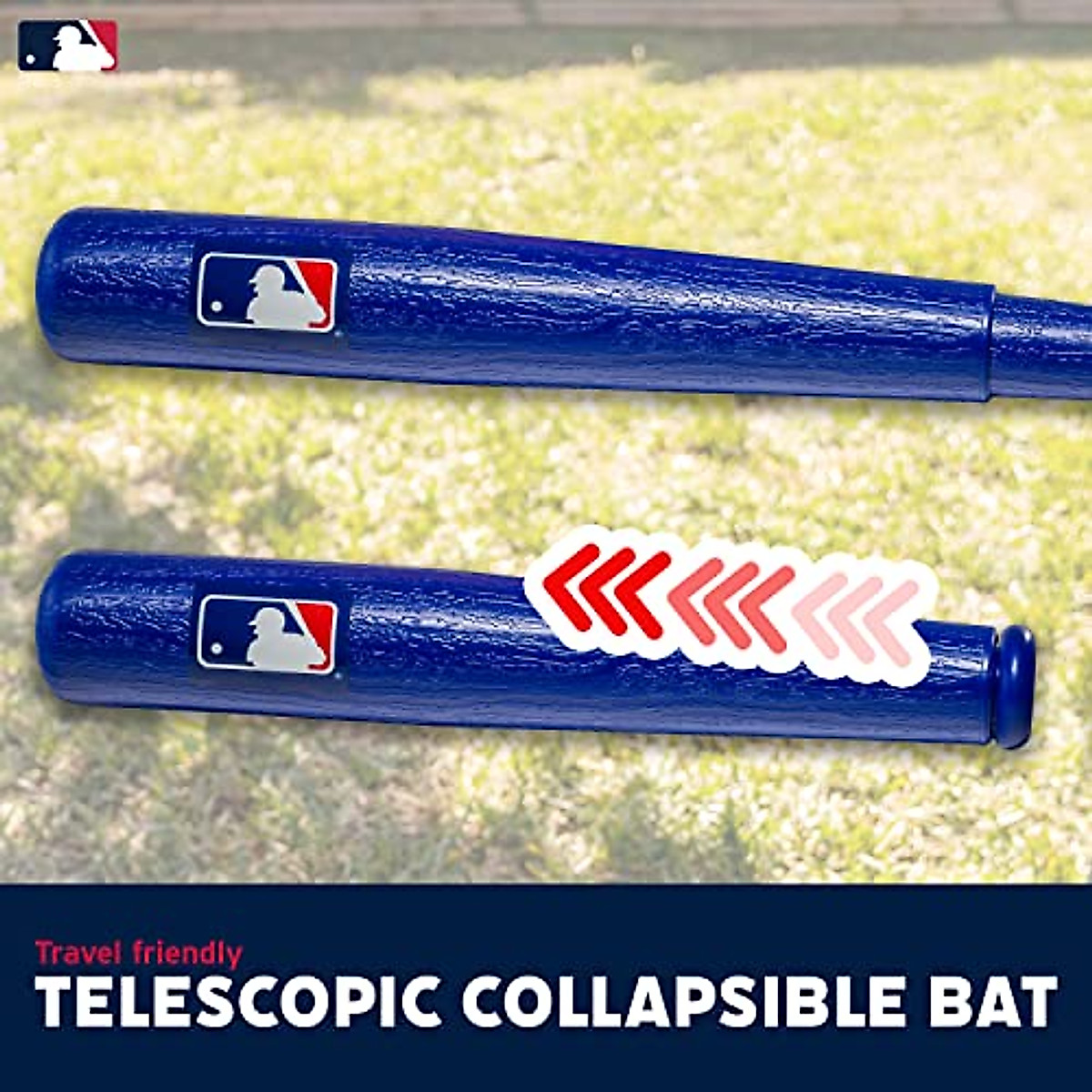 Franklin Sports Kids Baseball Pitching Machine - Pop A Pitch Baseball Batting Machine with Youth Bat + 3 Plastic Baseballs - Boys + Girls Baseball Toy,Red/Blue