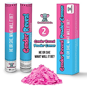 Boom Reveal Co. | Gender Reveal Powder Cannons, Pink OR Blue Set of 2 (18 inch) Gift Ready, Party Popper, Baby Shower Announcement Boy or Girl Decorations (Pink)