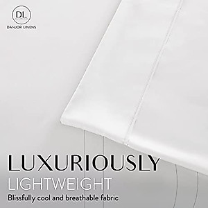 Danjor Linens Twin Sheets - Perfect Dorm Room Essentials Bedding- Hotel Luxury - 4 pc Soft Bedding & Pillowcases Set with Deep Pockets - Breathable Bed Sheets, Wrinkle Free - White Sheets