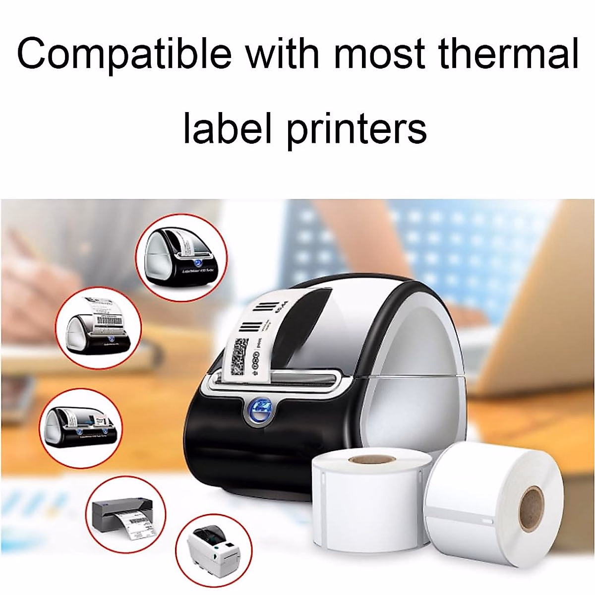 3x2 inch White Direct Thermal Labels, Barcode Address Label Stickers, Compatible with Rollo & Zebra Thermal Label Printer(500 per roll)