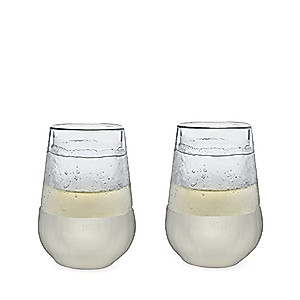 Host Freeze Cooling Glasses, Freezer Gel Stemless Wine Glasses for Red & White Wine, Insulated Glass with Silicone Band, Set of 2, 8.5 oz