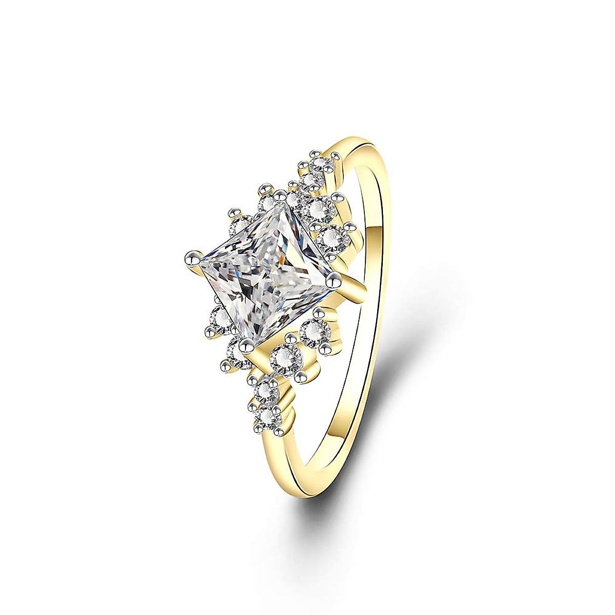 YAZILIND Statement Wedding Ring Gold Plated Square Cubic Zirconia Engagement Jewelry Gift Size 9