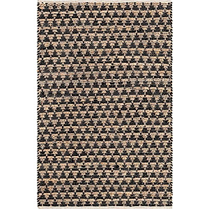 Unique Loom Chindi Jute Collection Geometric, Bohemian, Modern, Triangles, Casual Area Rug (4' 0 x 6' 0 Rectangular, Black/Natural)
