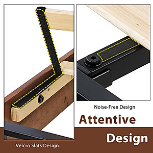 LUXOAK King Size Solid Wood Platform Bed Frame with Headboard, Mid Century Wood Bed with Solid Wood Foundation, Slat Support/No Box Spring Needed/Easy Assembly, Walnut