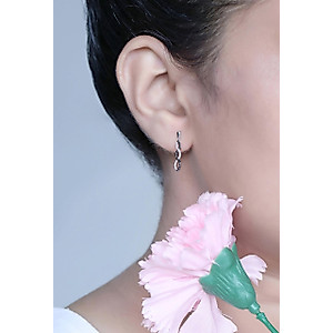 Dazzlingrock Collection 0.20 Carat (ctw) Round Black & White Diamond Swirl Dangle Earrings for Women in 10K White Gold in Push Back