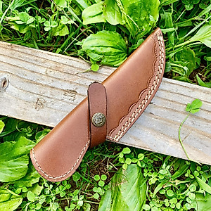 FVLFIL 8" long custom handmade leather sheath fits up to 4"-4.5" cutting blade knife
