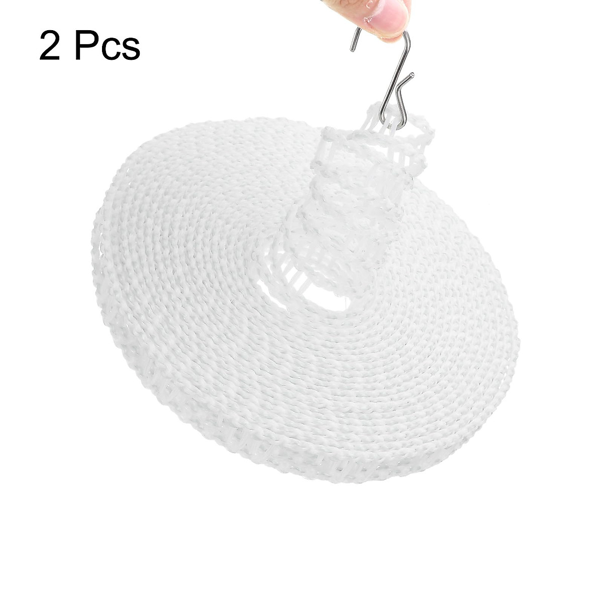 uxcell 2pcs Windproof Clothesline, 10M 33ft Plastic Non-Slip Clothes Drying Rope Portable Travel Clothesline for Courtyard Outdoor Laundry Camping, White