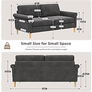 Vesgantti 65'' Sofa +31.5"Accent Chair,2-Seater Sofa Couch+Armchair,Foam Pocket Spring Hybrid Modern Loveseat Sofa+Chairs,Upholstered LoveSeat Couch chair for Livingroom,Bedroom,Small Space etc, Grey