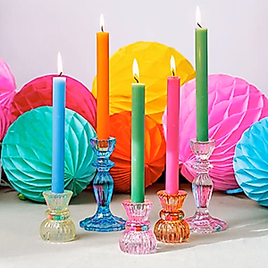 Talking Tables Blue Glass Candlestick Holder Taper Candle Stand for Indoor or Outdoor Dining, Elegant Dinner Party Decorations, Birthday, Garden, Wedding, Home Décor Large