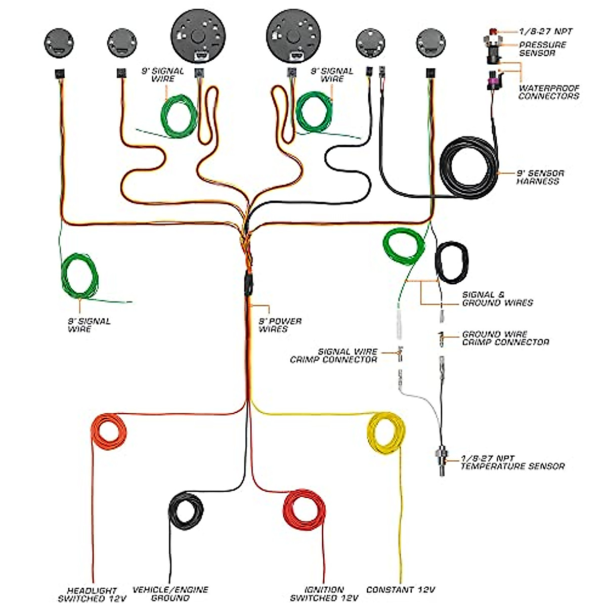 GlowShift 6-Gauge Cluster Package Compatible with Chevrolet Chevy K5 Blazer 1973-1991 - Black 7 Color Speedo, Tach, Oil Pressure, Water Temp, Fuel Level & Volt Gauges - Direct Fit Dashboard Panel Pod