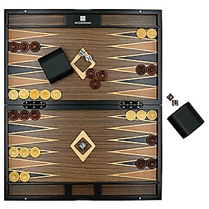 Woodronic 15" Wooden Backgammon Set for Adults, Folding Classic Board Game, Best Strategy Game and Smart Game of Tactics, Walnut Mahogany Case
