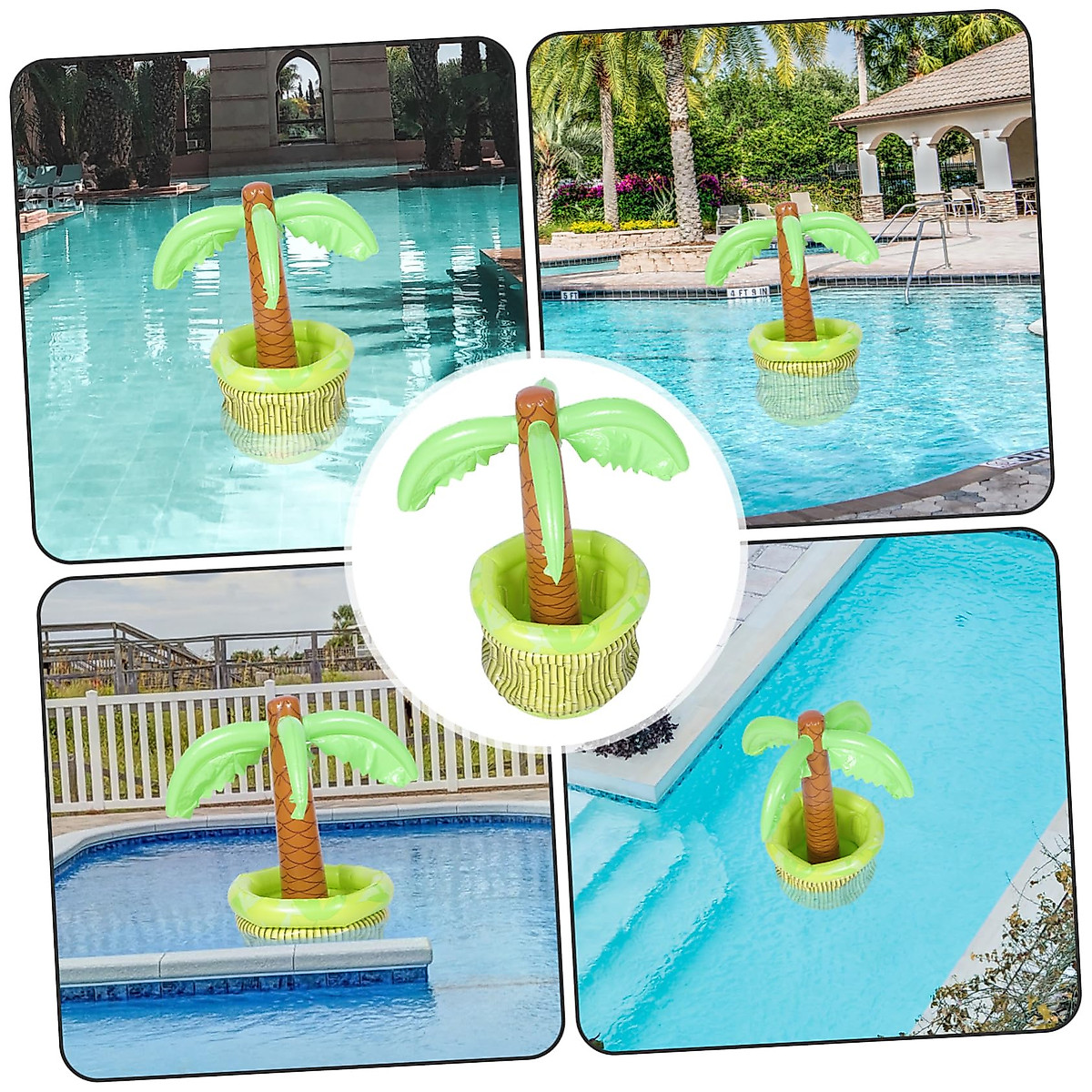 NOLITOY 3pcs Inflatable Coconut Ice Bucket Tray Decor Items Inflatable Cooler Table Inflatable Palm Tree Cooler Treasure Chest Floatable Cooler Pvc Pool Party Beer Rack Coconut Tree